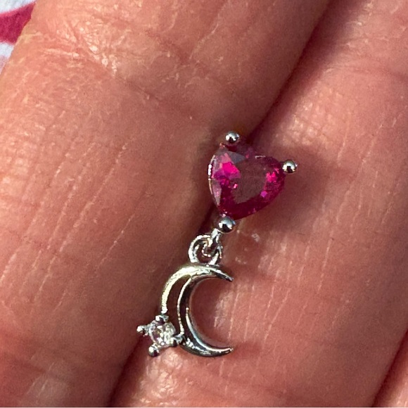 Nose Ring | Jewelry | Nose Ring Pink Heart And Moonnose Stud Surgical ...